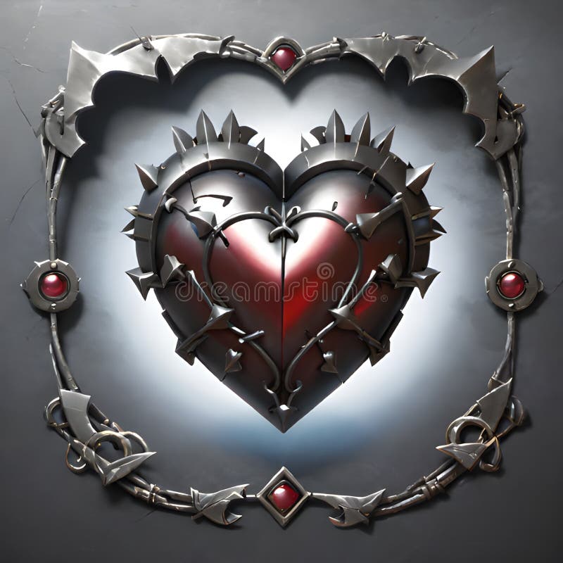 Red and Silver Metallic Heart Shape Stock Illustration - Illustration ...