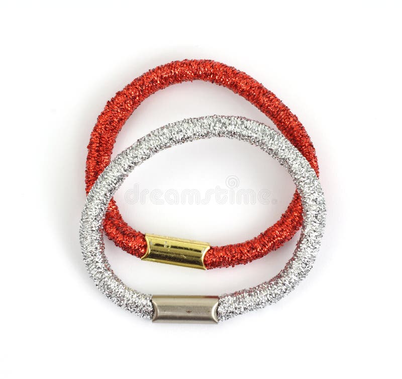 Red and Silver Shiny Hair Rings Stock Image - Image of hair ...