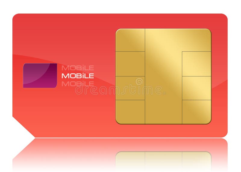 Red sim card stock illustration. Illustration of call - 14850037