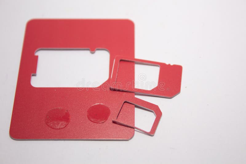 Red SIM Card Adapter with Standard, Micro, and Nano SIM Sizes Isolated ...