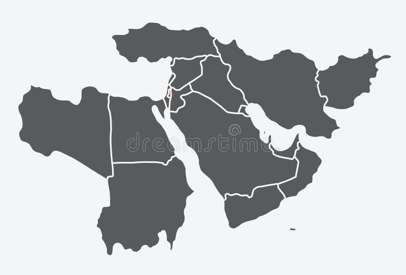 Red Map of PALESTINE Inside Black Map of the Middle East Stock Vector ...
