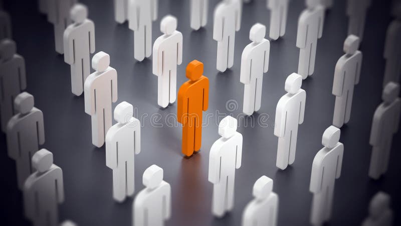 Red Simple Figure Shape Standing Out among White Ones. 3D Illustration ...