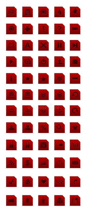 Red Simple Webdesign Icon Set Stock Illustration - Illustration of ...
