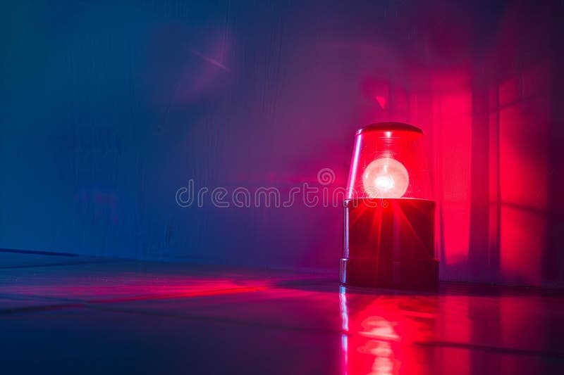 Red Siren Flashing in a Dark Room with Dramatic Lighting Stock ...
