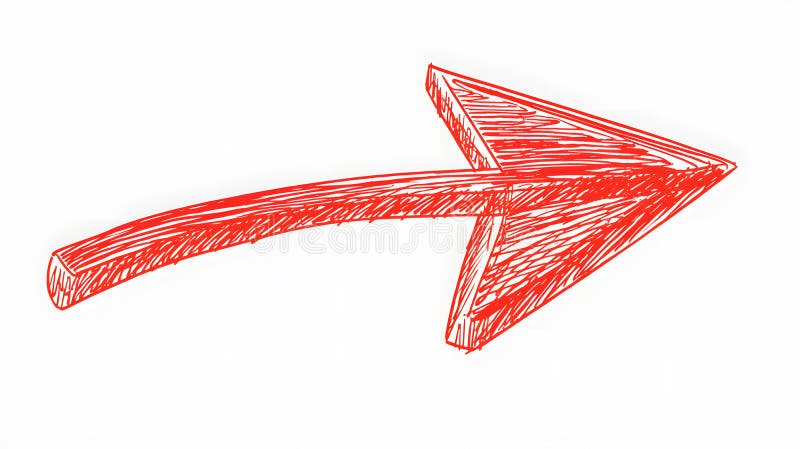 Red Sketch Arrow Pointing Right Stock Photo - Image of right, line ...