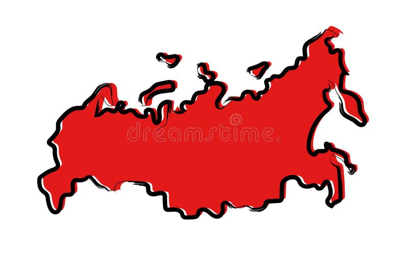 Red sketch map of Russia stock vector. Illustration of border - 112926692