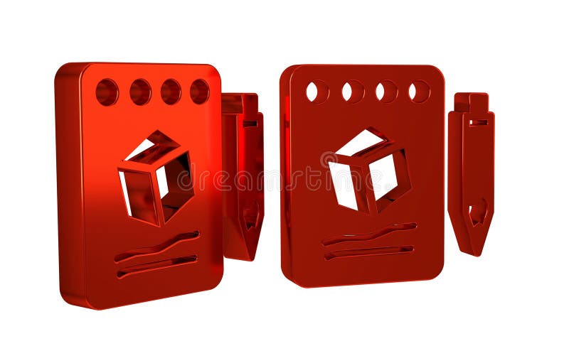 Red Sketch on Paper Icon Isolated on Transparent Background. Stock ...