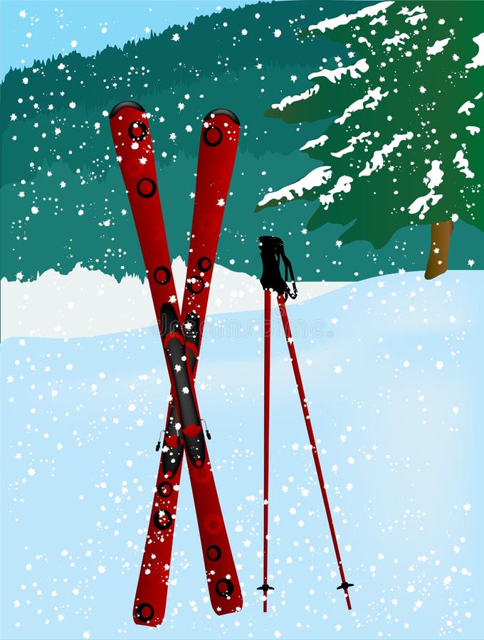 Red ski stock vector. Illustration of freeride, concept - 28031039