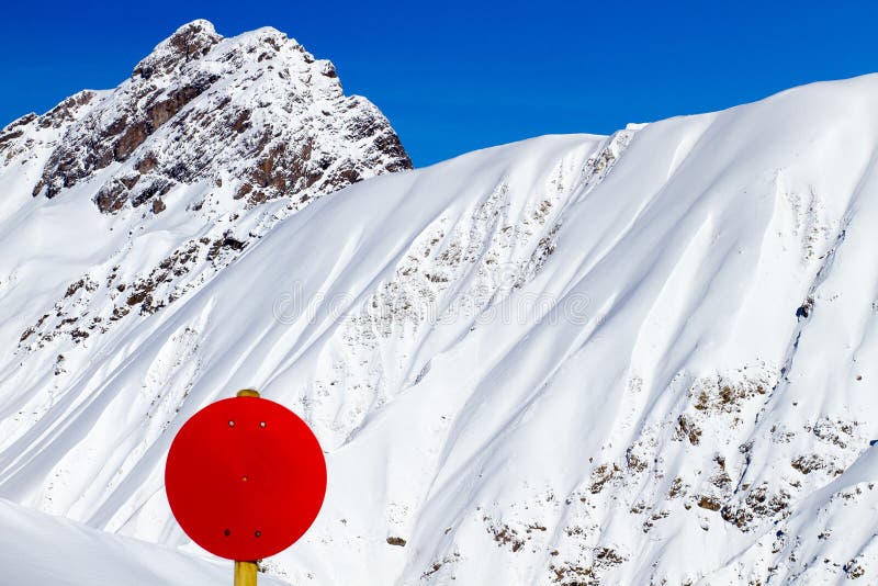 Red Ski Slope Sign in Mountain Settings Stock Image - Image of alpine ...
