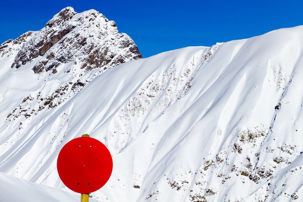 Red Ski Slope Sign in Mountain Settings Stock Image - Image of alpine ...