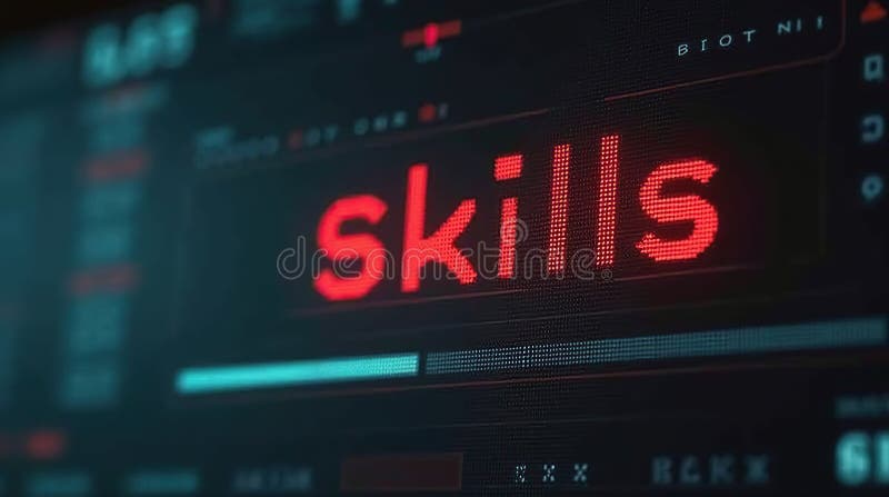 Red Skills Text Displayed on Futuristic Loading Bar Stock Illustration ...