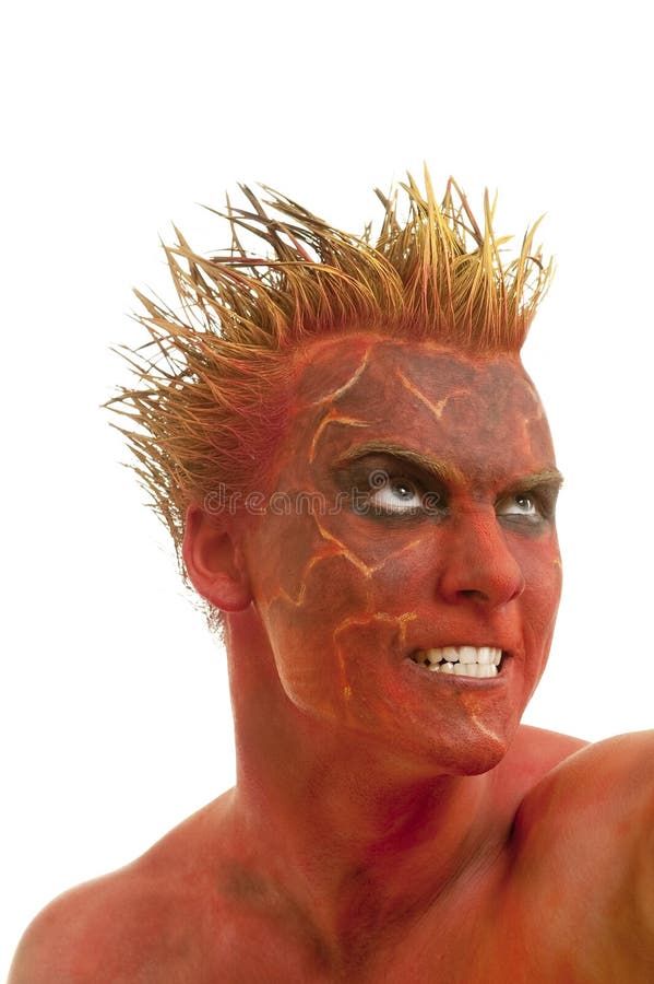 Red skin demon stock photo. Image of hair, fire, close - 10283230