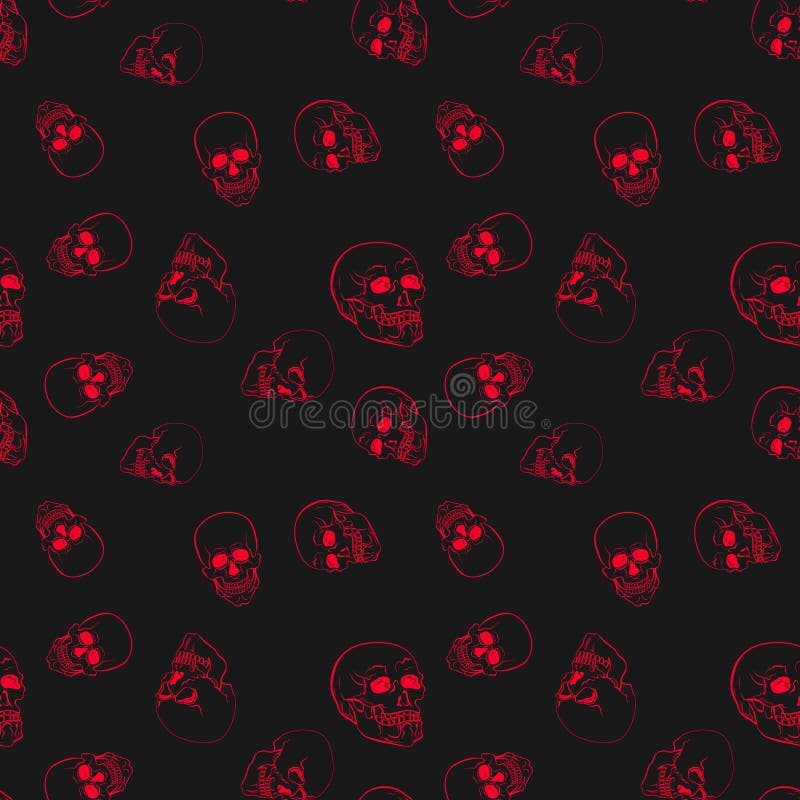 Red Skulls Vector Seamless Pattern Stock Vector - Illustration of ...