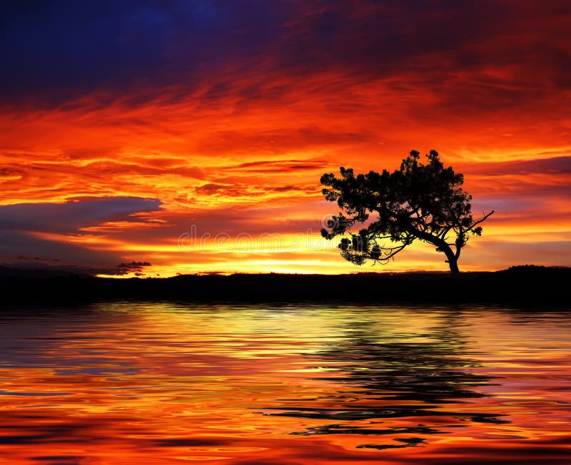 Red sky stock image. Image of travel, dawn, clouds, landscape - 12961145