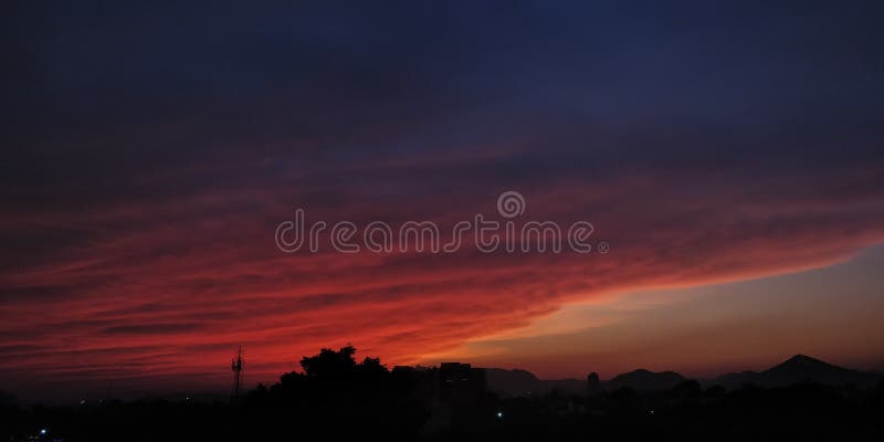Red Sky at Dawn stock image. Image of sunset, dawn, nature - 191580299