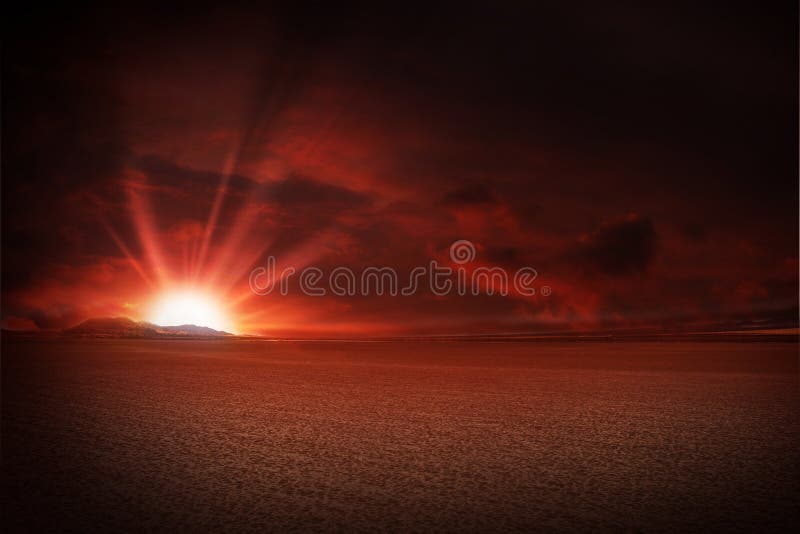Red Sky Desert Sunset stock image. Image of dusty, drought - 31907015