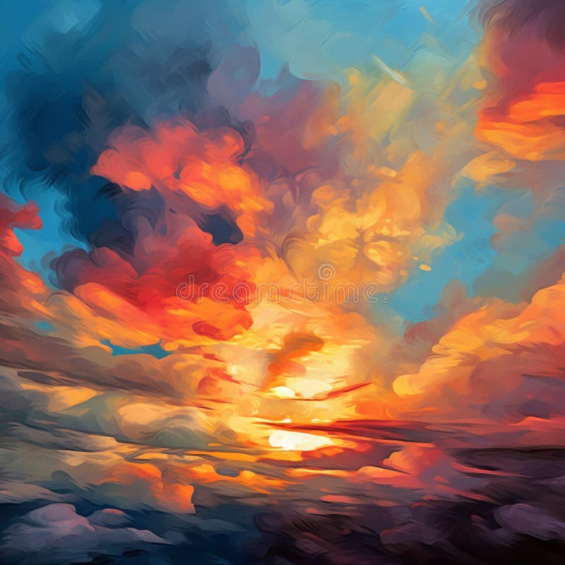 Red Sky during Golden Hours,Generative AI Image Stock Illustration ...