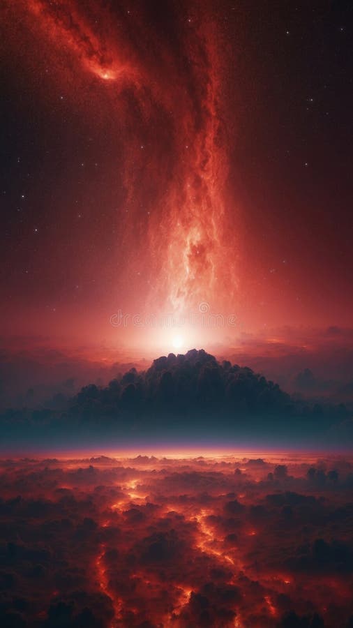 Red Sky Nebula Space Background Wallpaper in High Resolution. Stock ...