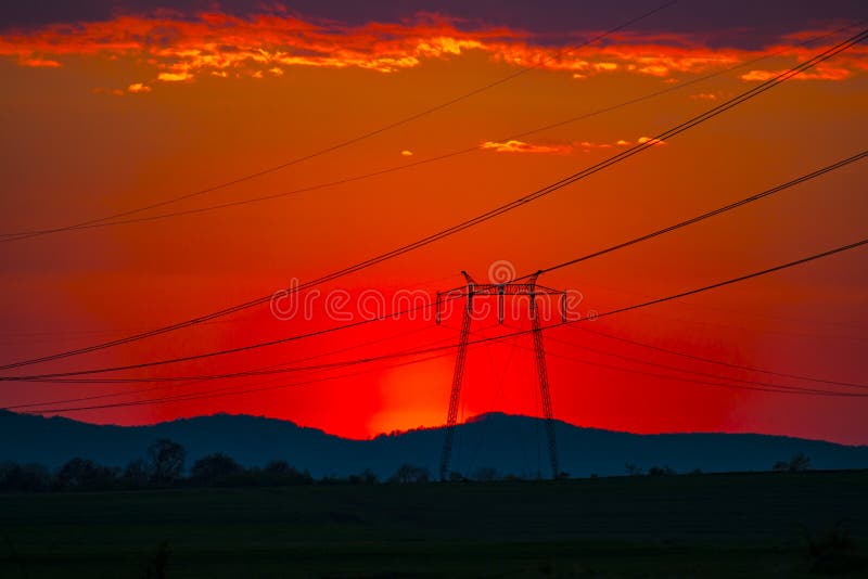 Red sky at the sunset stock photo. Image of dusk, abstract - 165060316