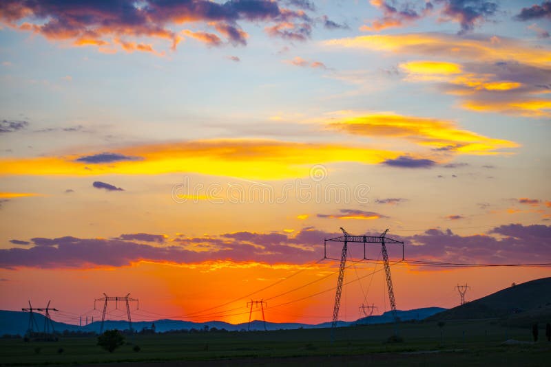 Red sky at the sunset stock photo. Image of evening - 165060346