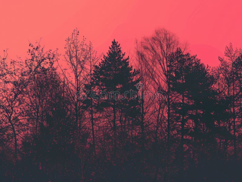 Red Sky with Trees stock photo. Image of trees, hour - 375078284