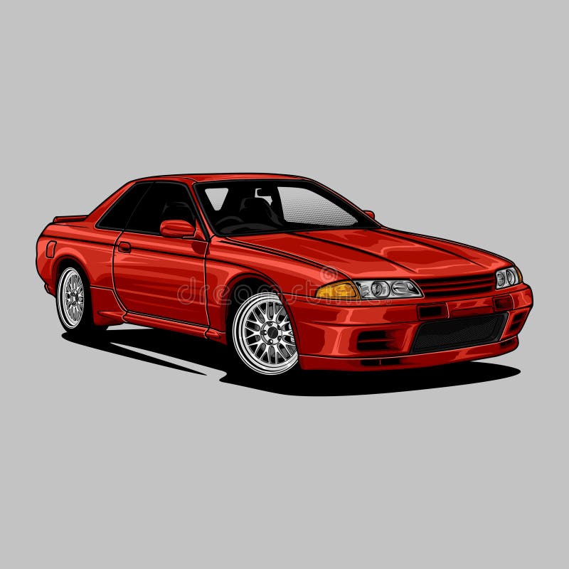 Red Skyline R32 GT-R stock vector. Illustration of rally - 384109684