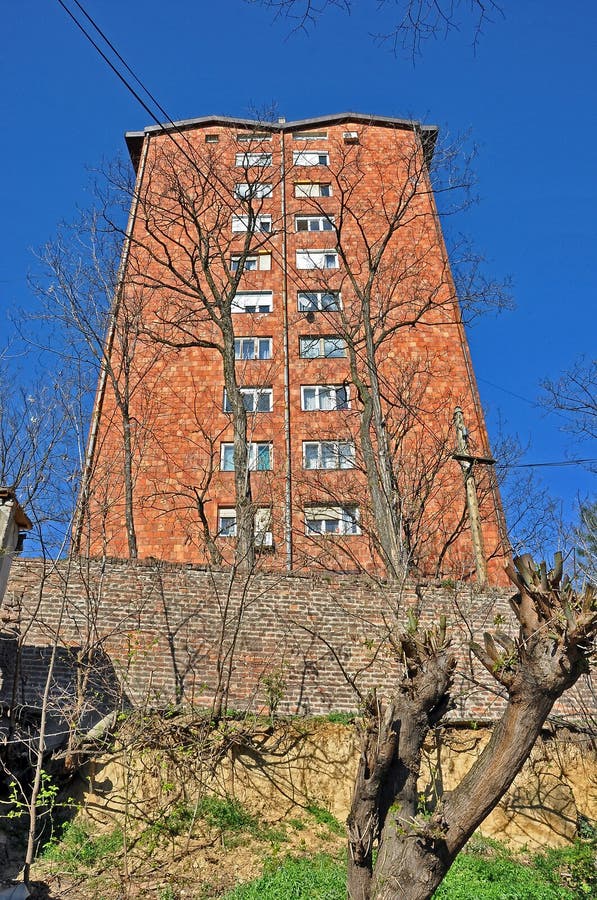 Red skyscraper stock photo. Image of front, structure - 43650164