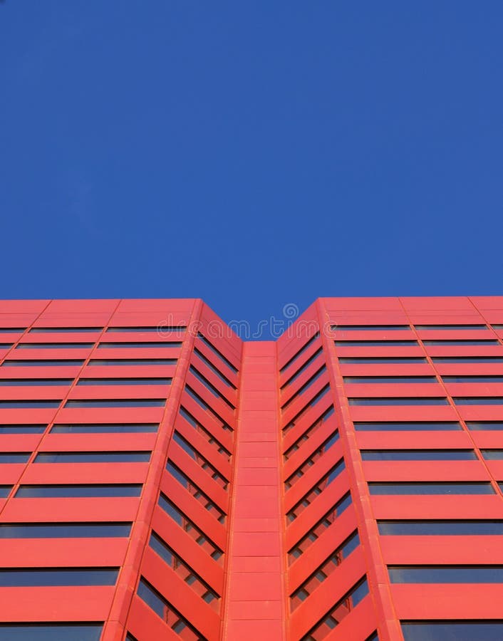 Red skyscraper in edmonton stock photo. Image of blue - 4873624