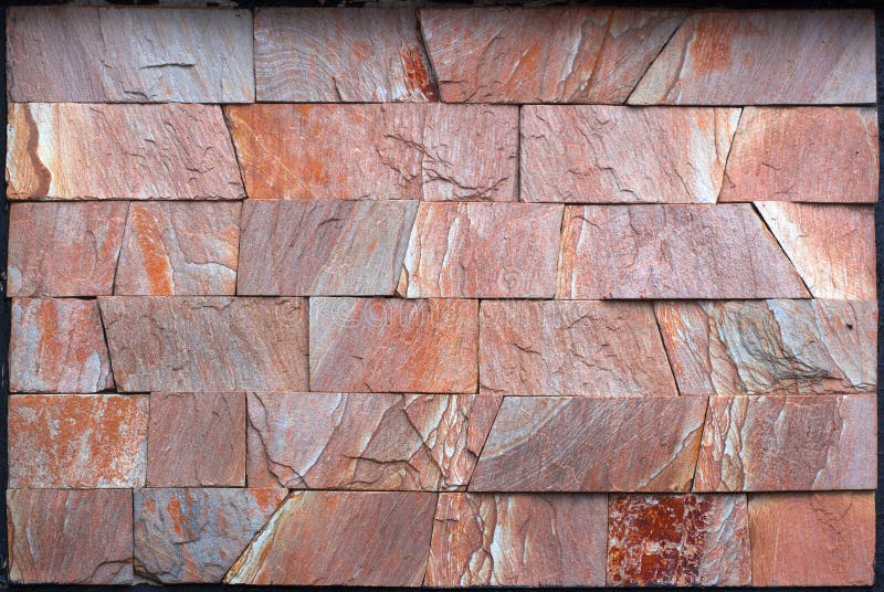 Red Slate Stone Wall Background Texture Stock Image - Image of house ...