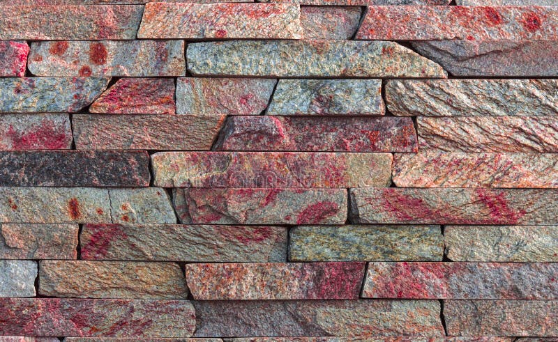 Red Slate Stone Wall Background Texture Stock Image - Image of regular ...