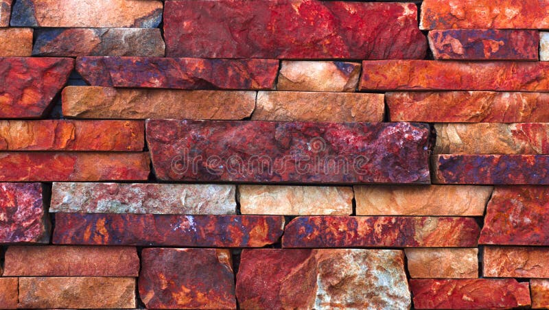 Red Slate Stone Wall Background Texture Stock Image - Image of builder ...