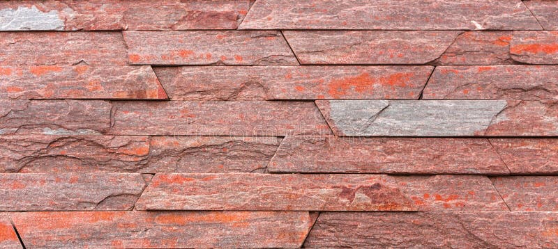 Red Slate Stone Wall Background Texture Stock Image - Image of ...