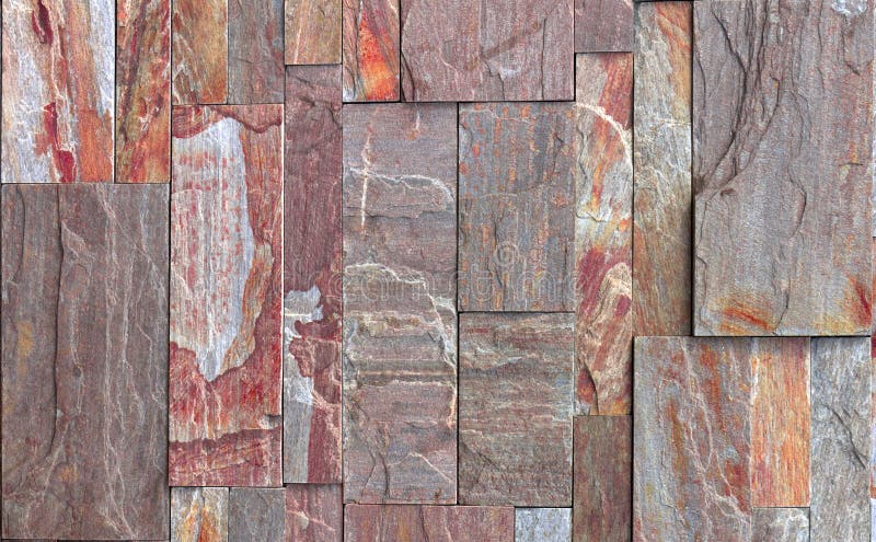 Red Slate Stone Wall Background Texture Stock Image - Image of build ...