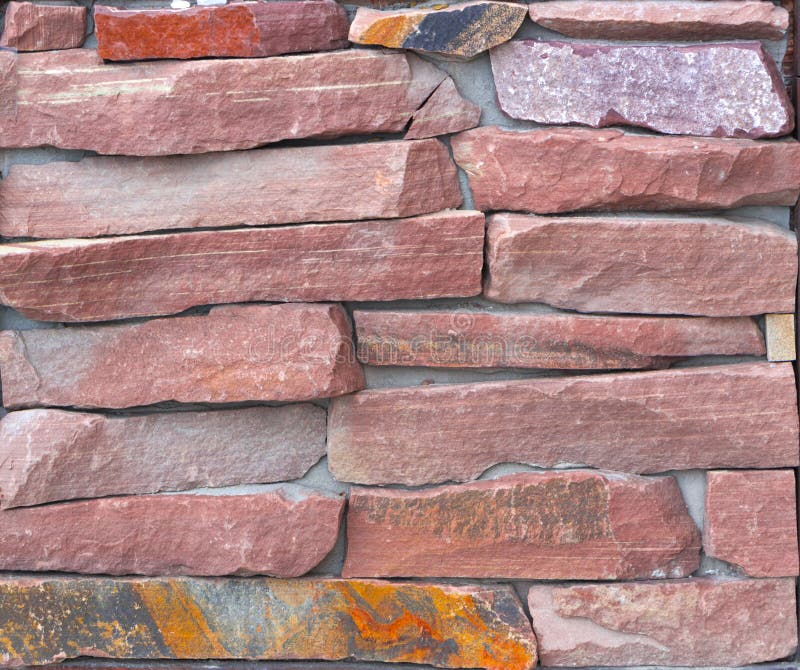 Red Slate Stone Wall Background Texture Stock Photo - Image of ...