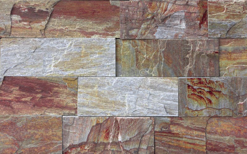 Red Slate Stone Wall Background Texture Stock Photo - Image of ...
