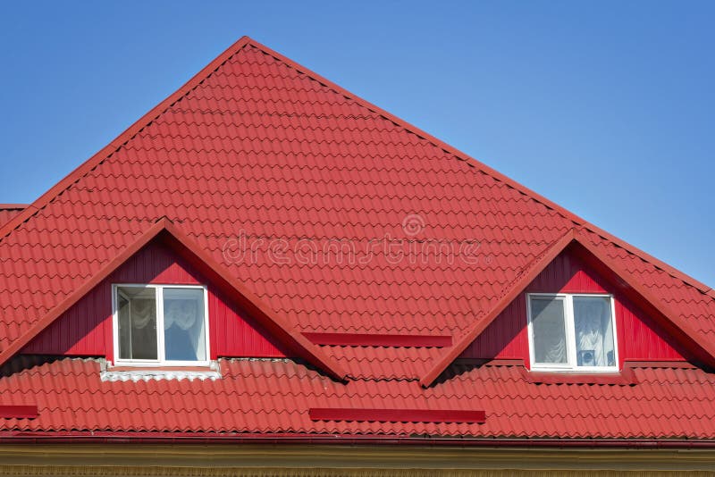 Red slated roofing stock photo. Image of slate, country - 59465794