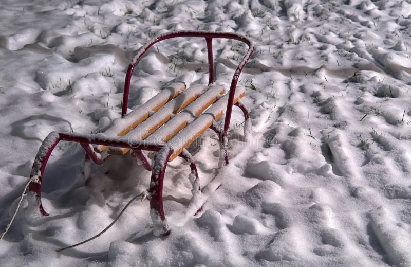 Red sledge stock image. Image of sled, decorative, night - 105275785