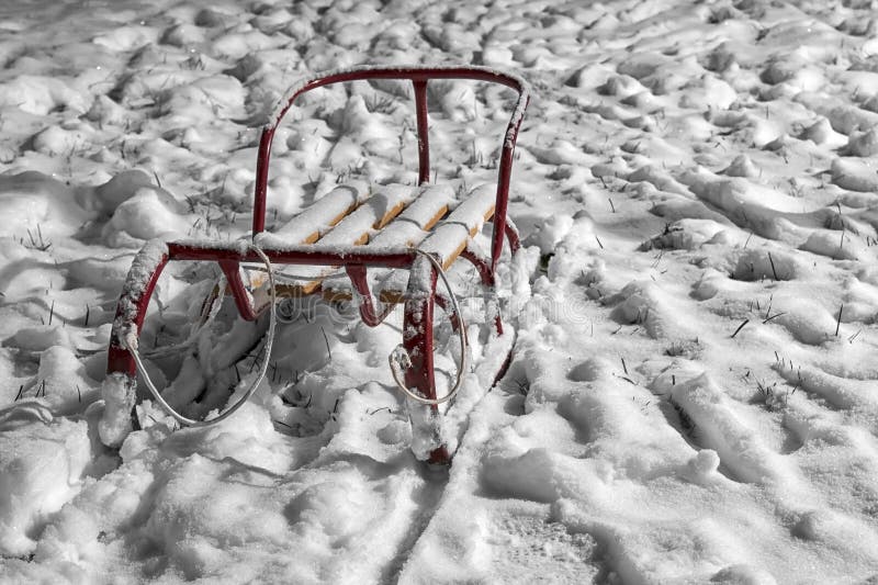 Red sledge stock image. Image of festive, season, sleigh - 105674283