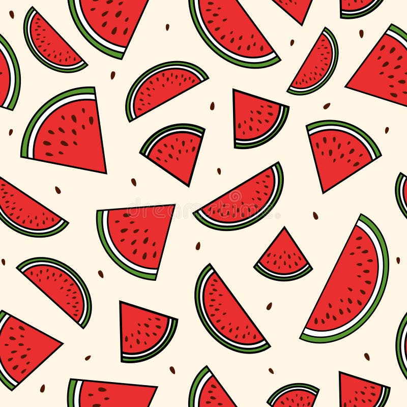 Red Slices of Watermelon. Seamless Pattern Stock Vector - Illustration ...