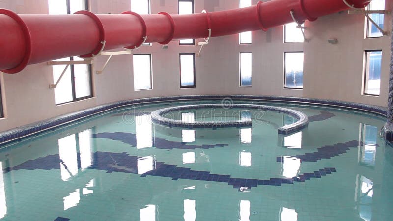 Red Slide in the Pool with Thermal Water Stock Footage - Video of ...