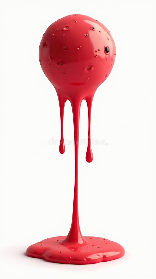 Red Slime Drips on a White Background in Surreal Artistic Display Stock ...
