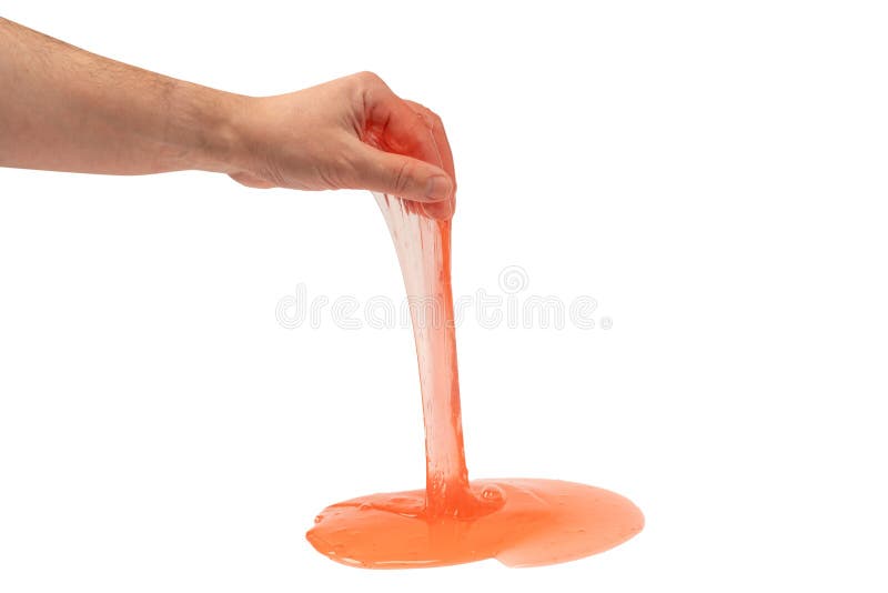 Red Slime Toy in Man Hand Isolated on White Stock Photo - Image of ...