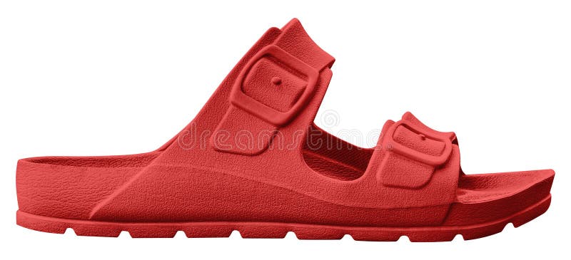 Red Slipper Shoes Isolated on White Background with Clipping Path Stock ...