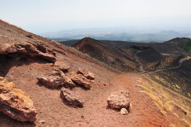 Red Slopes of the Etna Volcano Stock Image - Image of unesco, view ...