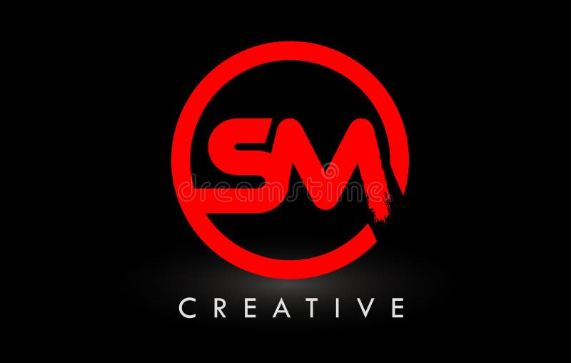 Red SM Brush Letter Logo Design. Creative Brushed Letters Icon Logo ...