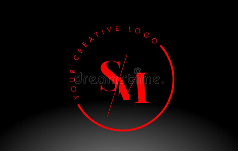 Red SM Serif Letter Logo Design with Creative Intersected Cut Stock ...