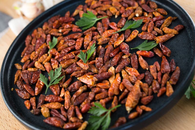 Small Red Hot Chili Peppers Close-up. Capsicum Frutescens Stock Image ...
