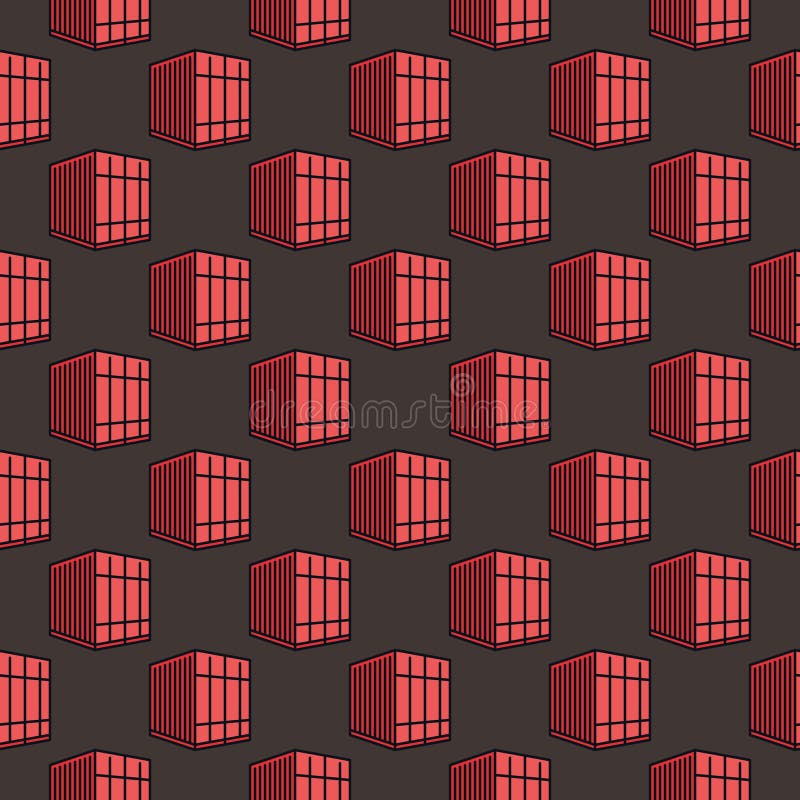 Red Small Freight Container Vector Creative Seamless Pattern Stock ...