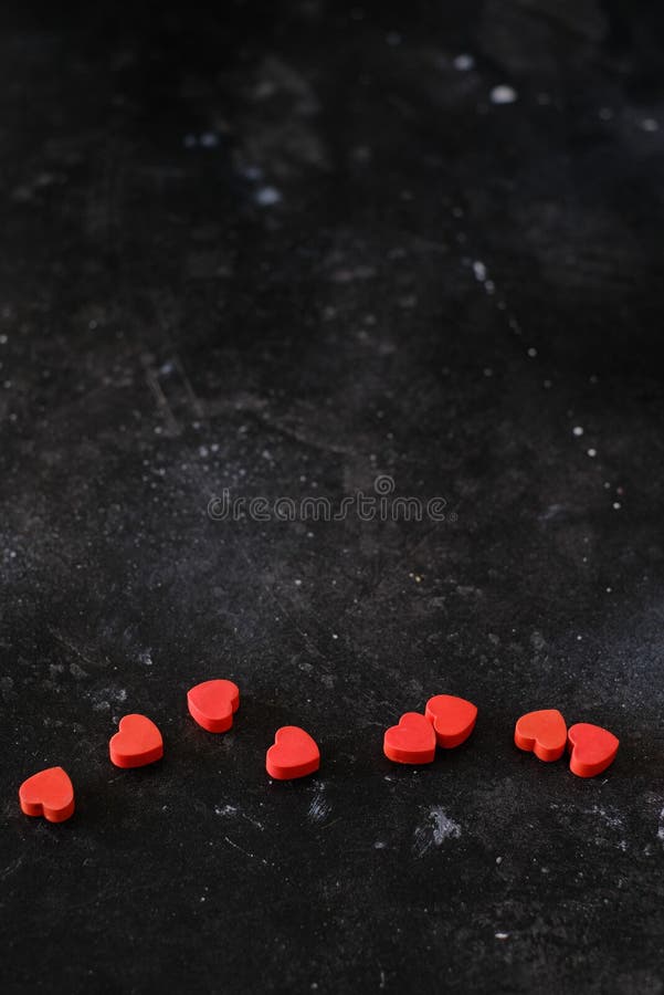 Red Small Hearts on Dark Background Stock Image - Image of mother ...