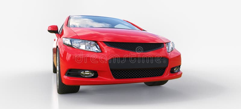 Red Small Sports Car Coupe. 3d Rendering. Stock Illustration ...